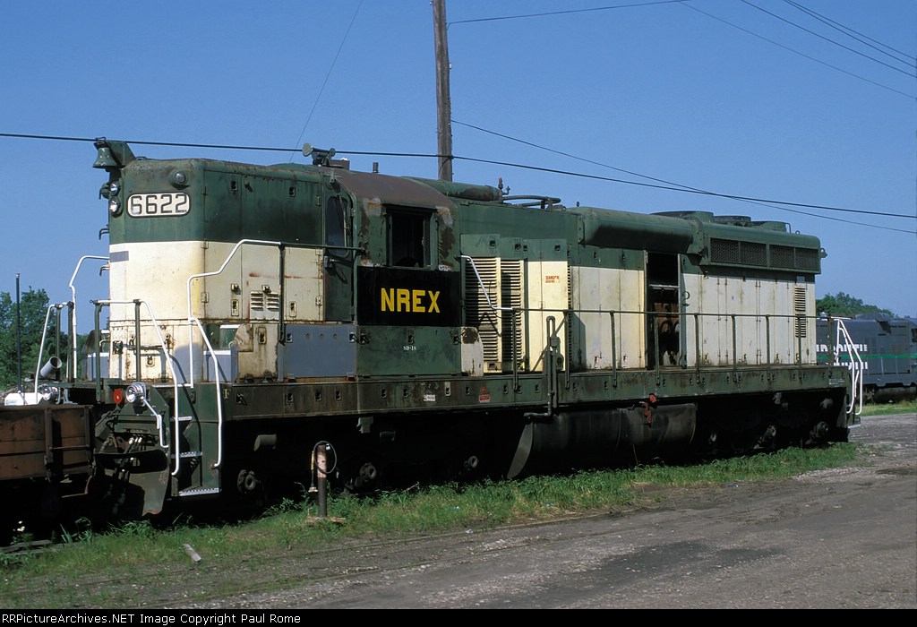 NREX 6622, EMD SD18, ex CNW at the NRE shop